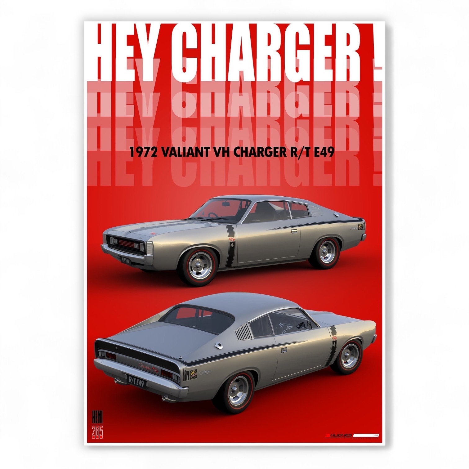 1972 Valiant VH Charger R/T E49 Limited Edition Print by Peter Hughes